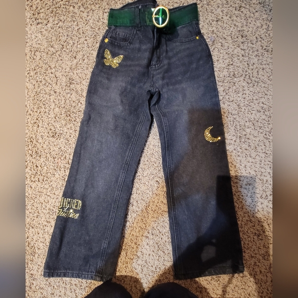 Justice | Bottoms | Justice Wicked Embellished Black Jeans With Green ...